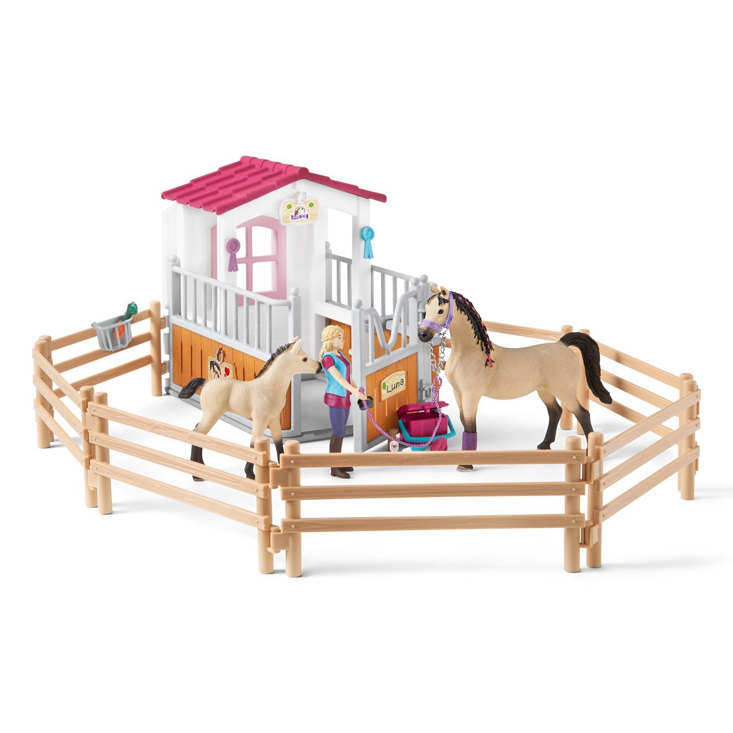 Buy Schleich - Horse Stall with Horses and Groom 42369